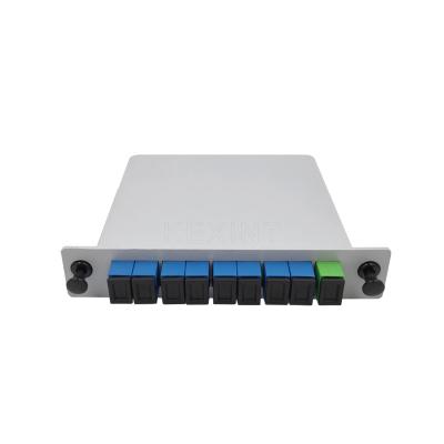China Fiber Optical LGX PLC Splitter FTTH 1x8 SC UPC Connector Card Type for sale