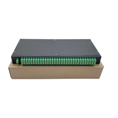 China 1U 19 Inch Rack Mount Fiber Optic PLC Splitter 1x64 SC APC Connector for sale