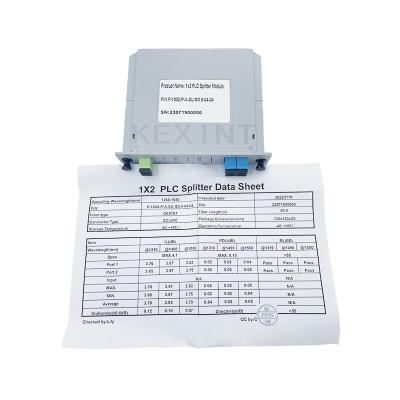 Cina KEXINT 1x2 fibra ottica PLC Splitter SC/UPC singolo modo G657A1 FTTH LGX tipo di carta in vendita