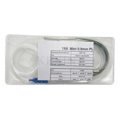 China Ftth Single Mode Fiber Splitter 1x6 Mini Type Sc Upc Connecter G657a1 for sale