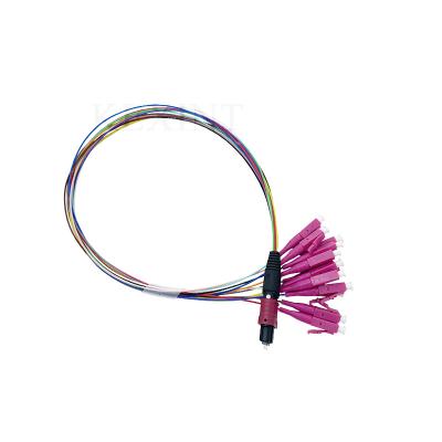 China 12 Cores Fiber Optic Trunk Cable Om4 Mtp/Pc Male - Lc/Upc Fanout 0.9mm 40cm for sale