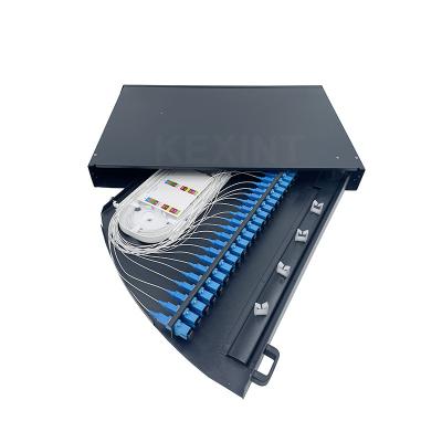 China KEXINT 24 Ports 1 U Rack Optic Distribution Frame Fan Shaped Fiber Optic Patch Panel for sale