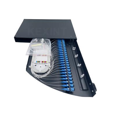 China KEXINT 24 Ports 1 U Rack Optic Distribution Frame Fan Shaped Fiber Optic Patch Panel for sale