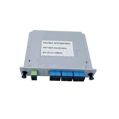 Cina KEXINT FTTH Single Mode 1x6 LGX Tipo di scheda SC UPC Connector G657A1 Fiber Optical PLC Splitter in vendita
