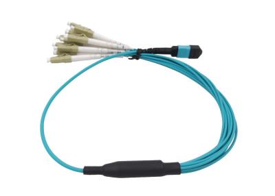 China Break Out MTP MPO Patch Cord female to 6 DX LC 12 fiber LSZH type B blue for sale