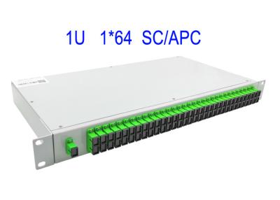 China 1U Rack Mount 1 × 64 SM Fiber Optic PLC Splitter SC/APC Box 19 Inches white for sale
