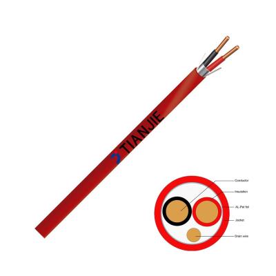 Cina TIANJIE - UL1424 Conduttore in rame solido Rivestimento in PVC Cavo di allarme antincendio Cavo di sicurezza Doppino intrecciato schermato PVC 1,0 mm2*2c Rosso 80 ℃ in vendita