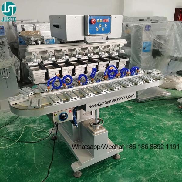 8 Color Conveyor Pad Printing Machine Pad Printer For Plastic Metallic Fuji Film Positive Steel Plate 100*100 Melamine