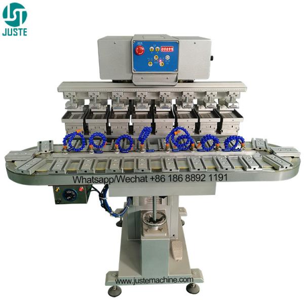 8 Color Conveyor Pad Printing Machine Pad Printer For Plastic Metallic Fuji Film Positive Steel Plate 100*100 Melamine