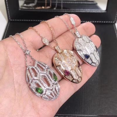 China Bvlgari Serpenti Necklace 18K Rose Gold Pendant Set Sapphire Emerald Ruby for sale