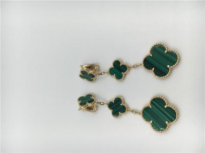 Cina Orecchini di verde di forma del fiore delle donne dei gioielli dell'oro di Van Cleef Arpels 18K in vendita