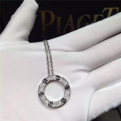 Cina collana di amore dell'oro bianco 18K, collana reale dell'oro bianco di Diamond Paved 18k in vendita