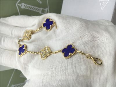 Cina Gioielli di lusso del diamante del braccialetto d'annata di Alhambra 5 ceramici blu dell'oro giallo di motivi in vendita