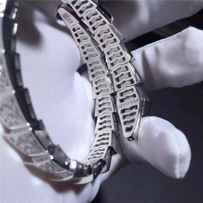 Cina Oro bianco di lusso del braccialetto 18K dei gioielli di Serpenti dei diamanti pieni di Pavé in vendita