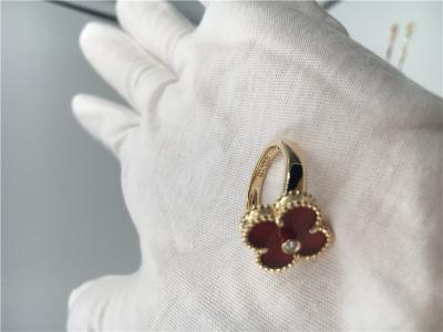 Cina Anello di oro della cornalina 18K delle donne Alhambra d'annata unica con il diamante reale in vendita