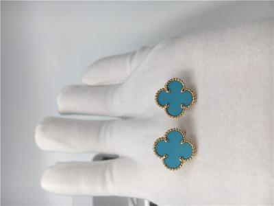 Cina Oro giallo di Van Cleef Arpels Sweet Alhambra Earstuds 18k con turchese in vendita