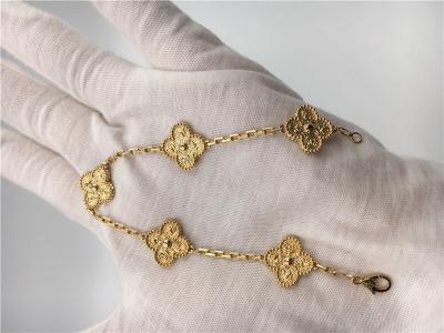 Cina Braccialetto Alhambra d'annata dell'oro di motivi 18K del giallo 5 delle donne nessuna pietra preziosa in vendita