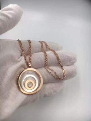 Cina Pendente felice di spirito di Chopard della collana semplice dell'oro 18K delle donne con il diamante in vendita