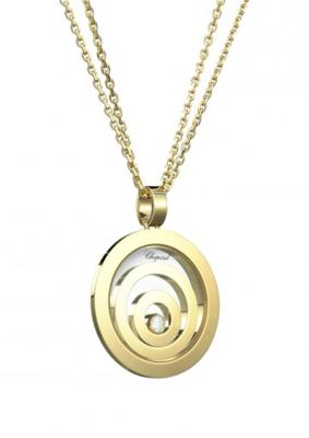 Cina forma rotonda del pendente felice di spirito dei gioielli di Chopard dell'oro 18K con i diamanti naturali in vendita