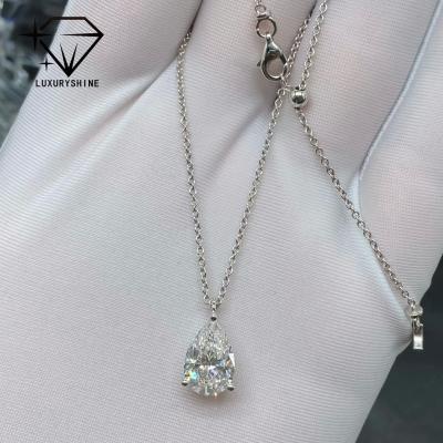 China Lab Grown Pear Diamond Necklace 18K Gold VVS-VS Clarity for sale