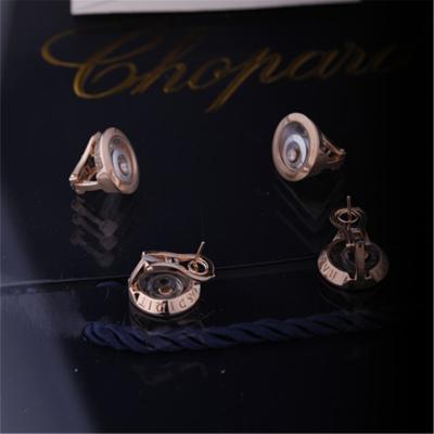 Cina Orecchini felici di spirito di Chopard in Rose Gold Ethical White Gold etica con i diamanti in vendita