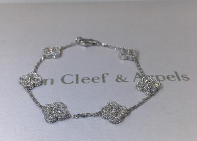 Cina Oro bianco del diamante del diamante dei gioielli di Alhambra di motivi dolci di lusso completi del braccialetto 6 in vendita