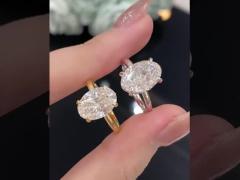 ルックスシャイン オーバルカット VVS2/VS1 ラボ成長ダイヤモンド 1-5CT ソリテアリング 18K マシッドゴールド オーダーメイド 宝石 IGI証明書