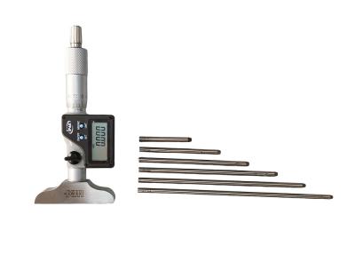 China IP65 0-150mm Digital Depth Micrometer Gauge Tools with Carbide-Tipped Rod for sale