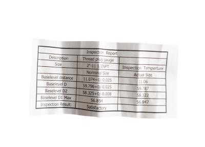 China High Quality 2"-11.5 NPT Taper Pipe Thread Plug Gauge Go Nogo Design for Quick Verification for sale