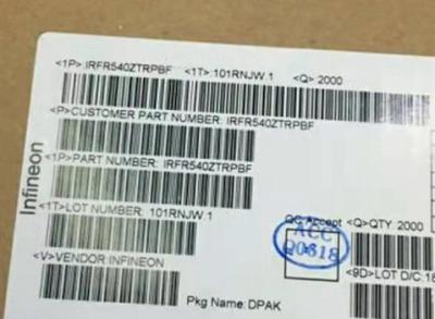 중국 IRFR540ZTRPBF 100V 35A 39nC 큐그 n채널 MOSFT는 자유로와서 이릅니다 판매용