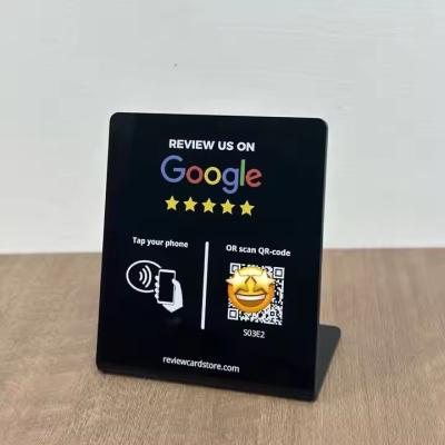 China Custom NFC Stand Social Media Review NFC PVC Google Review Card Menu Display Stand for sale