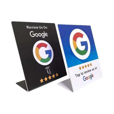 China Custom NFC Stand Social Media Review NFC PVC Google Review Card Menu Display Stand for sale