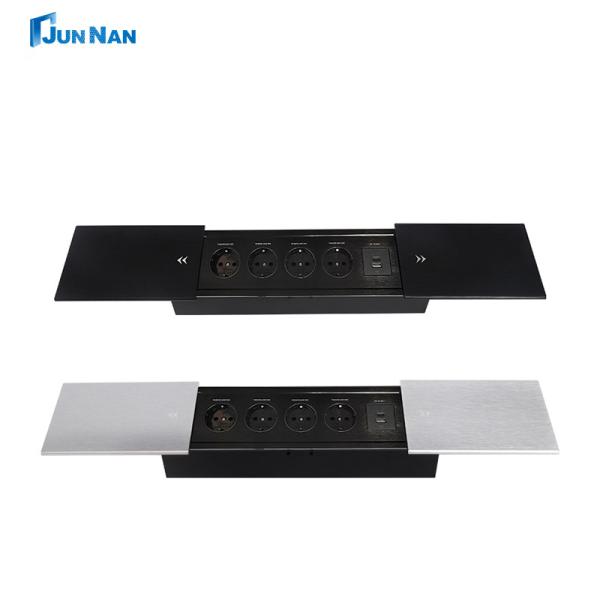 Quality Brushed Surface Lift Up Sockets Hidden Table Kitchen Worktop Power Strip Outlet for sale