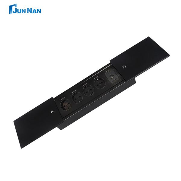 Quality Brushed Surface Lift Up Sockets Hidden Table Kitchen Worktop Power Strip Outlet for sale