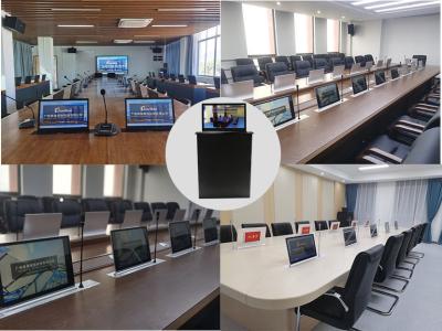 China Custom Desk Microphone Hidden Lcd Lift Paperless Conference System For Large Conference Meeting Room for sale