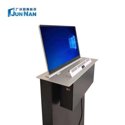 China Office Equipment Ultrathin Lcd Monitor Motorized Pop Up Monitor Lift Unite With Microphone For Meeting Room for sale