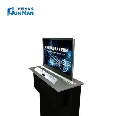 China Office Equipment Ultrathin Lcd Monitor Motorized Pop Up Monitor Lift Unite With Microphone For Meeting Room for sale