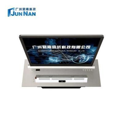 China Office Equipment Ultrathin Lcd Monitor Motorized Pop Up Monitor Lift Unite With Microphone For Meeting Room for sale