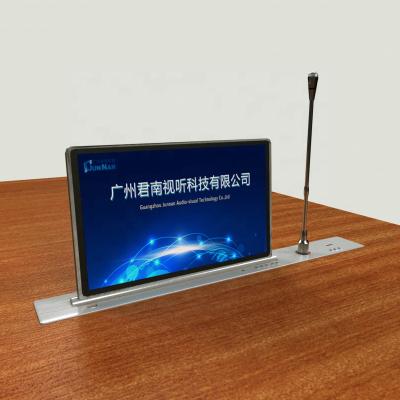 China Elevador de monitor ultrafinho com sincronização de microfone e rastreamento de câmera para suportar uma conferência inteligente sem papel à venda