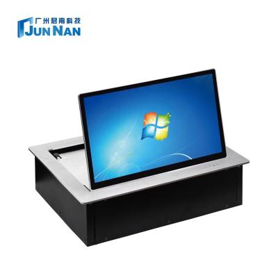 Cina Paperless Conference System Equipped Ultrathin Flip Up Monitor Lift Hidden Desk Monitor Lift in vendita