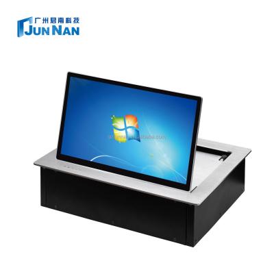 Cina Paperless Conference System Equipped Ultrathin Flip Up Monitor Lift Hidden Desk Monitor Lift in vendita
