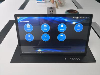 Cina Paperless Conference System Equipped Ultrathin Flip Up Monitor Lift Hidden Desk Monitor Lift in vendita