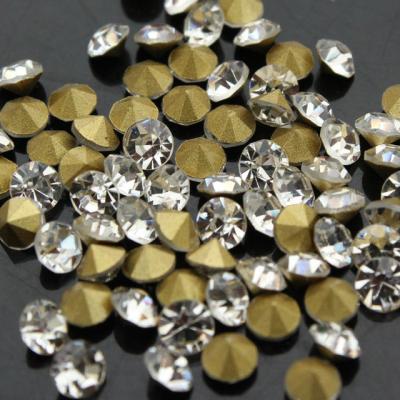 China SS1-SS45 Point Back Chatons loose Rhinestones Crystal Clear/White Crystal Color Round Foiled Gold Base Strass Stones for sale
