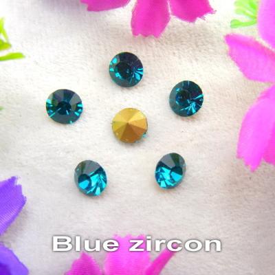 China Sweet Strass Blue Zircon Chatons Round Glue On Leotard Decoration Dancer Show off Clothing Bling Beads Point Back Trims for sale