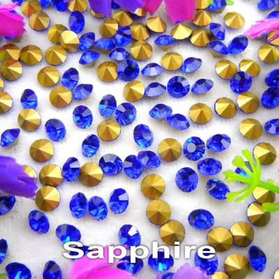 China SS1-SS45 Sweet Strass Sapphire Gold Base Glass Chatons AAA Quality Bright Beads Wedding Dress Towel Home Accessories for sale