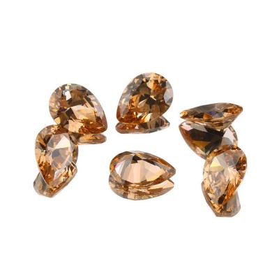 China Pointed Back Water Drop Shape Peach Silver Base Glue on Rhinestones Accessories Trims for Textile Leotard Dance Wear for sale