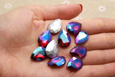 China Point Back Teardrop Shape Silver Base Rich Colors Droplet Glass Jewelry Cellphone Digital Products Hair Accessories for sale