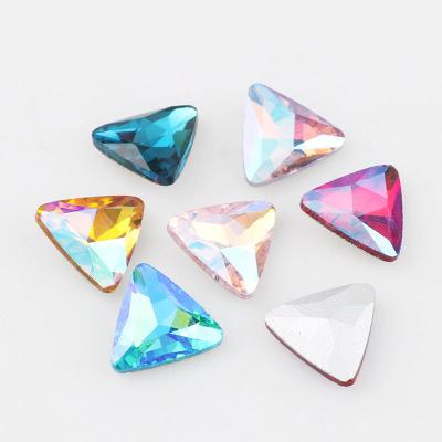 China 18mm AB Color Triangle Pointed Back Fancy Stone Glue On Crystal Glass Wedding Dress Leotard Jewelry Cup Stones Beads for sale