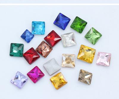 China Point Back Glass Glue On Rhinestones Right Square Shaped Strass Gymnastic Diver Dancing Wear Decoration Glitter Trimming for sale