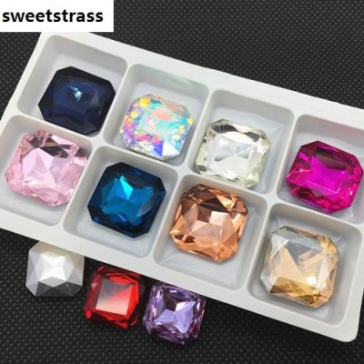 China 18mm 23mm Dimension Rhinestones Square Point Back 8 Corners Craft Material Concert Costumes Textile Accessories Fashion for sale